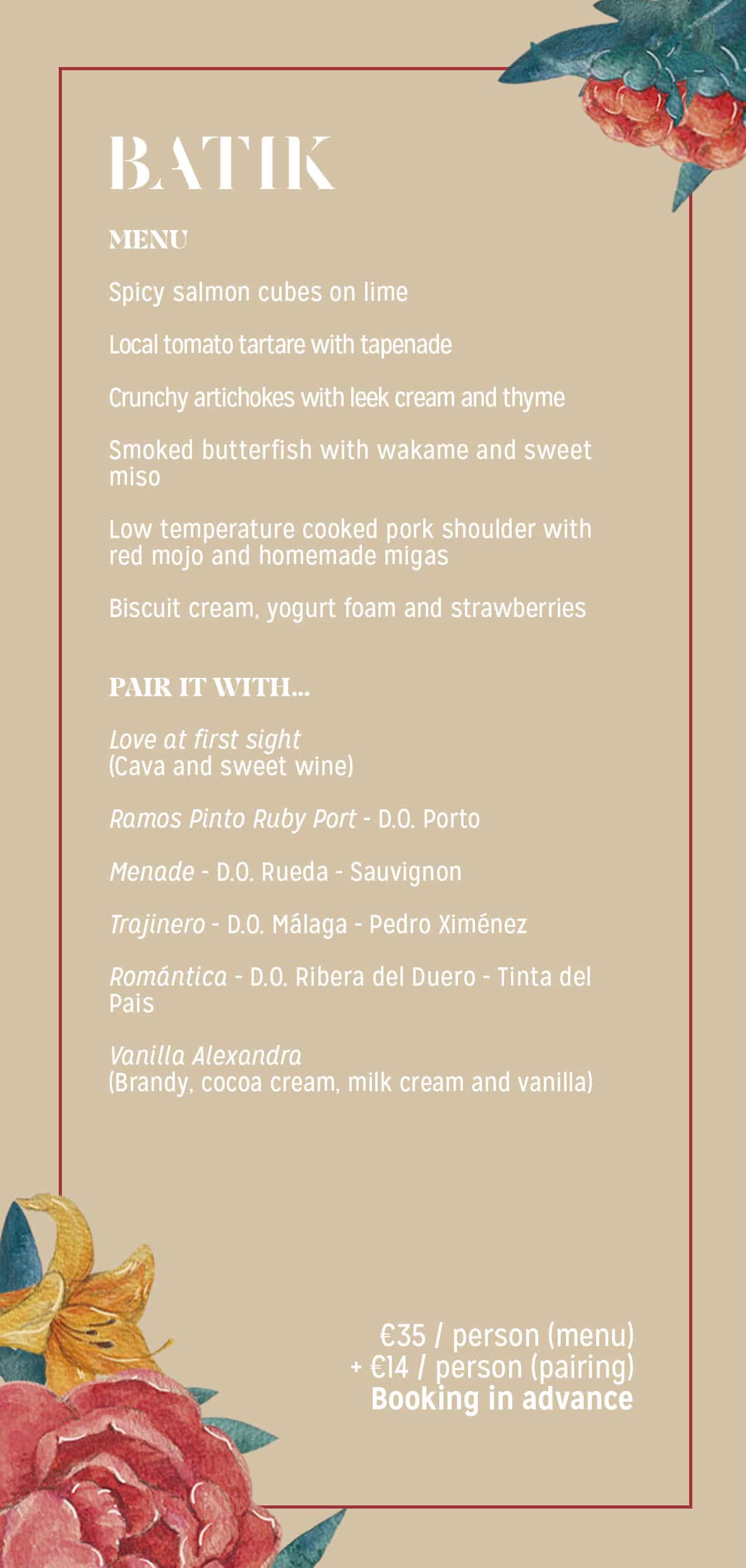 Love at Batik: In 2023, Experience Valentine’s Day with Our Menu